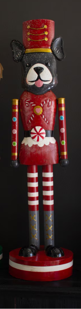 Red Painted Christmas Dog Nutcracker — Barbara Stewart Interiors